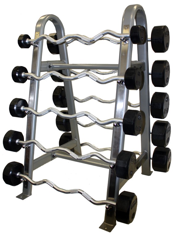 Troy Fixed Weight Curl Barbell Set 20-110lb with Rack - Adamant Barbell